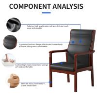 China Basics Executive Wooden Office Computer Task Desk Chair with Black Faux Leather Padded High-Back Training Chair for Office for sale