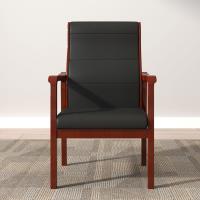 China Basics Executive Wooden Office Computer Task Desk Chair with Black Faux Leather Padded High-Back Training Chair for Office for sale