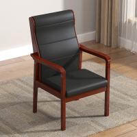 China Basics Executive Wooden Office Computer Task Desk Chair with Black Faux Leather Padded High-Back Training Chair for Office for sale