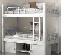 China Modern Without Screws Black Metal Double Bunk Bed Frame Safety Rails Storage for Adult Hostels  Teenagers Bedroom for sale