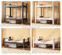 China Modern Without Screws Black Metal Double Bunk Bed Frame Safety Rails Storage for Adult Hostels  Teenagers Bedroom for sale