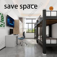 China Modern Without Screws Black Metal Double Bunk Bed Frame Safety Rails Storage for Adult Hostels  Teenagers Bedroom for sale