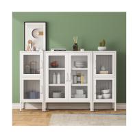 China Sideboard Cabinet Steel Foot Storage Tv Stand Storage Cabinets Modern Living Room White Glass Door Dining Sideboards for sale