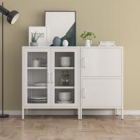 China Sideboard Cabinet Steel Foot Storage Tv Stand Storage Cabinets Modern Living Room White Glass Door Dining Sideboards for sale