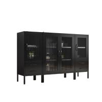 China Bedroom Home Office Kitchen Glass Door Removable Shelves Metal Cabinet for sale
