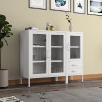 China Bedroom Home Office Kitchen Glass Door Removable Shelves Metal Cabinet for sale