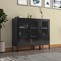 China Bedroom Home Office Kitchen Glass Door Removable Shelves Metal Cabinet for sale