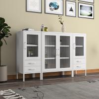 China Bedroom Home Office Kitchen Glass Door Removable Shelves Metal Cabinet for sale