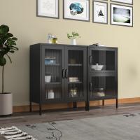 China Bedroom Home Office Kitchen Glass Door Removable Shelves Metal Cabinet for sale