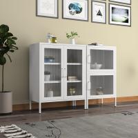 China Bedroom Home Office Kitchen Glass Door Removable Shelves Metal Cabinet for sale