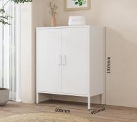 China 2-Door Metal Locker Style Accent Storage Cabinet Living Room Cabinets Reinforced Glass Doors Adjustable Shelving Home Furniture for sale