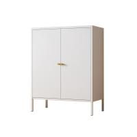China 2-Door Metal Locker Style Accent Storage Cabinet Living Room Cabinets Reinforced Glass Doors Adjustable Shelving Home Furniture for sale