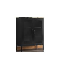 China Modern Black Mesh Door Metal Sideboard Cabinet Moisture-Proof Dining Room Side Table Storage Kitchen Living Room Home Furniture for sale