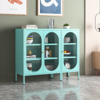 China Living Room Durable Multipurpose Metal Cabinet Glass Door Side Board Storage Cabinet for sale