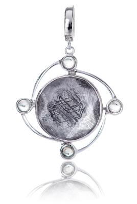 China Cosmos Meteorite 925 Sterling Silver Pendant 15mm Round Track Rotary for sale