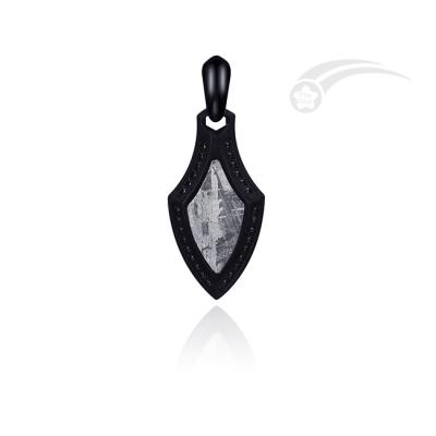 China Shield Shape Meteorite Stainless Steel Pendant Ladies Pendant With CZ Stone for sale
