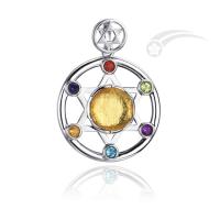 China Wheel Of Life Meteorite 925 Sterling Silver Pendant W/ Fancy Cubic Zirconia for sale