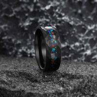 China 8 MM Opal And Meteorite Ring Wedding Band Hammered Edge Tungsten for sale