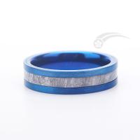 China Blue Plated Tungsten Meteorite Ring Muonionalusta Gunuine Meteorite for sale