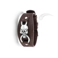 China Meteorite Genuine Leather Bracelet Stainless Steel Adjustable Size Length 19-22cm for sale