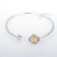 China Female Clover Shape Of Real Meteorite Bracelet 925 Sterling Silver Bangles for sale