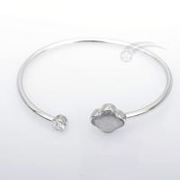 China Female Clover Shape Of Real Meteorite Bracelet 925 Sterling Silver Bangles for sale