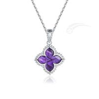 China Romantic Lilac Flower Meteorite 925 Sterling Silver Pendant 12mm for sale
