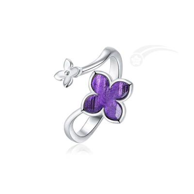 China Romantic Lilac Flower Meteorite Jewelry Ring 925 Sterling Silver Ring 10mm for sale