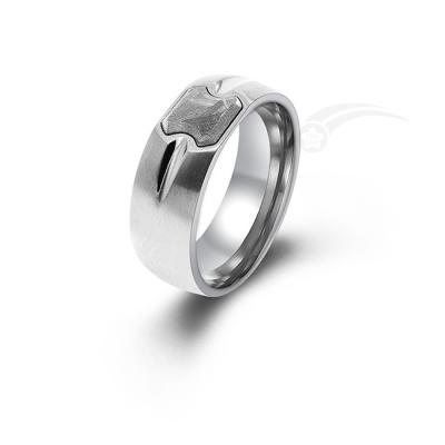 China Customizable Carving Solid Meteorite Ring 8mm Dumbbell Power Ring for sale