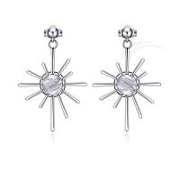 China Sun Shape Meteorite 925 Sterling Silver Jewelry Silver Dangling Earring 6mm Round for sale