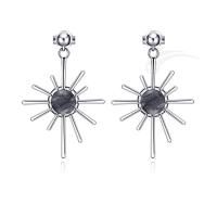China Sun Shape Meteorite 925 Sterling Silver Jewelry Silver Dangling Earring 6mm Round for sale