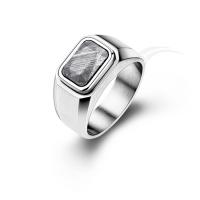 China Iron / Nickel Meteorite Jewelry Rings With Custom Engraving 10*7 Faceted Cabochon for sale