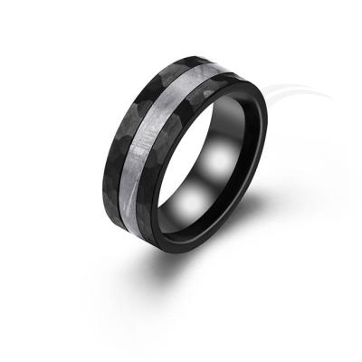 China Modern Stylish  Unique Tungsten Meteorite Rings In Round Grey Shape for sale