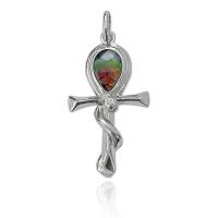 China 6*9 Tear Drop Iron Meteorite 925 Sterling Silver Cross Pendant  Handmade for sale