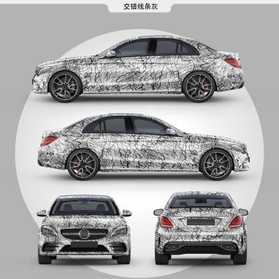 China Interlaced line* Printed Car Vinyl Wrap Film Air Bubble Free 160g Matte for sale
