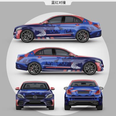 China Collision in red and blue 50 60 80 Mic Car Wrap Vinyl Film Polymeric PVC Material for sale