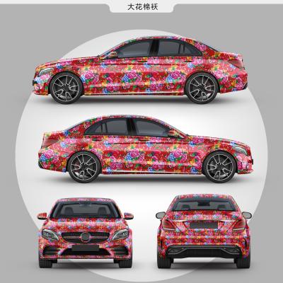 China Red Flowers 80micron Car Wrap Vinyl Film Plastic PVC Material for sale