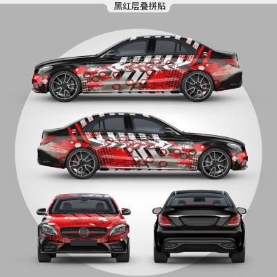 China Lamination in red and black Car Wrap Vinyl Film Polymeric 1.52m 60'' 160g Free Design for sale