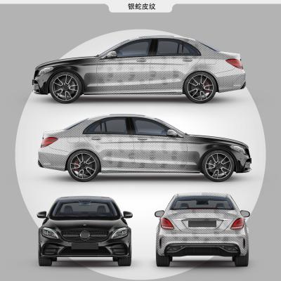 China Silver Snake Grain Auto Body Wrap Material , Polymeric PVC 80micron Roll Of Car Vinyl Wrap for sale