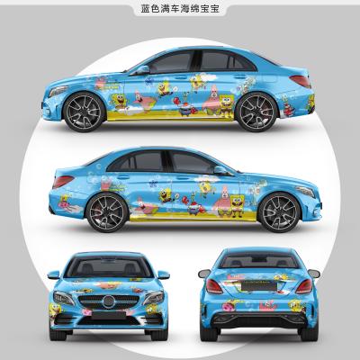 China SpongeBob SquarePants Poster in blue Printed Custom Vinyl Wrap Bubble Free ISO SGS Certificated for sale
