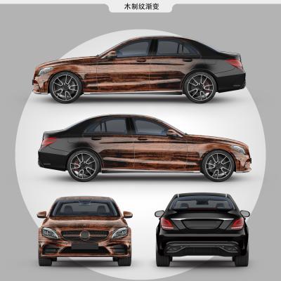China Wood Grain Gradation Digital Color Changing Car Wrap 105micron Thickness for sale