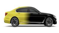 China Gredient in black and yellow Digital Print Car Wrap Vinyl Mechanical Style 160g for sale