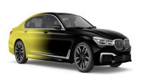 China Gredient in black and yellow Digital Print Car Wrap Vinyl Mechanical Style 160g for sale
