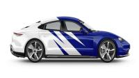 China Blue and white Lines Digital Print Car Wrap Vinyl Removable Glue Bubble Free for sale