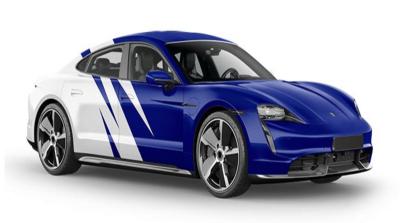 China Blue and white Lines Digital Print Car Wrap Vinyl Removable Glue Bubble Free for sale