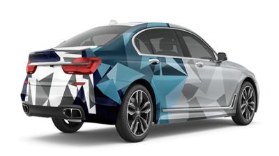China Blue and grey Geometry Gloss Vinyl Car Wrap Film Texture DIY Design for sale
