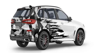 China Quadrangle in black and white Polymeric PVC Cast Vinyl Car Wrap 90micron 110micron Thickness for sale
