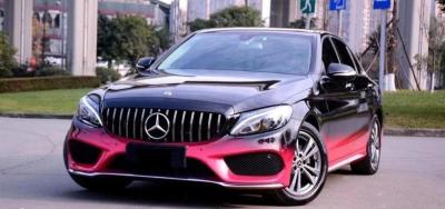 China Gradient Black And Pink Auto Film Wrap 30 Micron PE Layer Benz Model for sale
