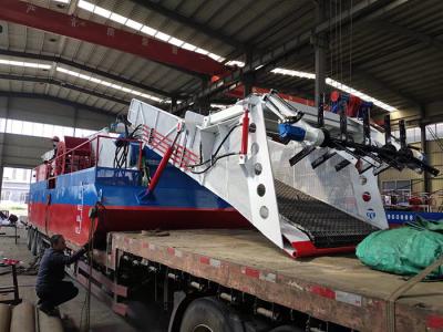 China 75 Kw Diesel Powered Aquatic Grass Cutter Boat With Wheel Driven Mode for sale