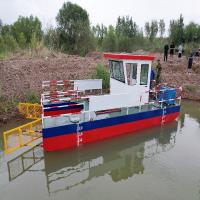 China Duckweed Mowing Boat 1.8m Cutting Width 5 CBM Hopper for sale